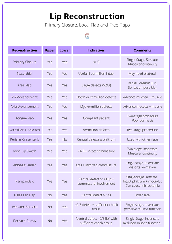Lip Reconstruction: Anatomy, Indications, & Algorithm